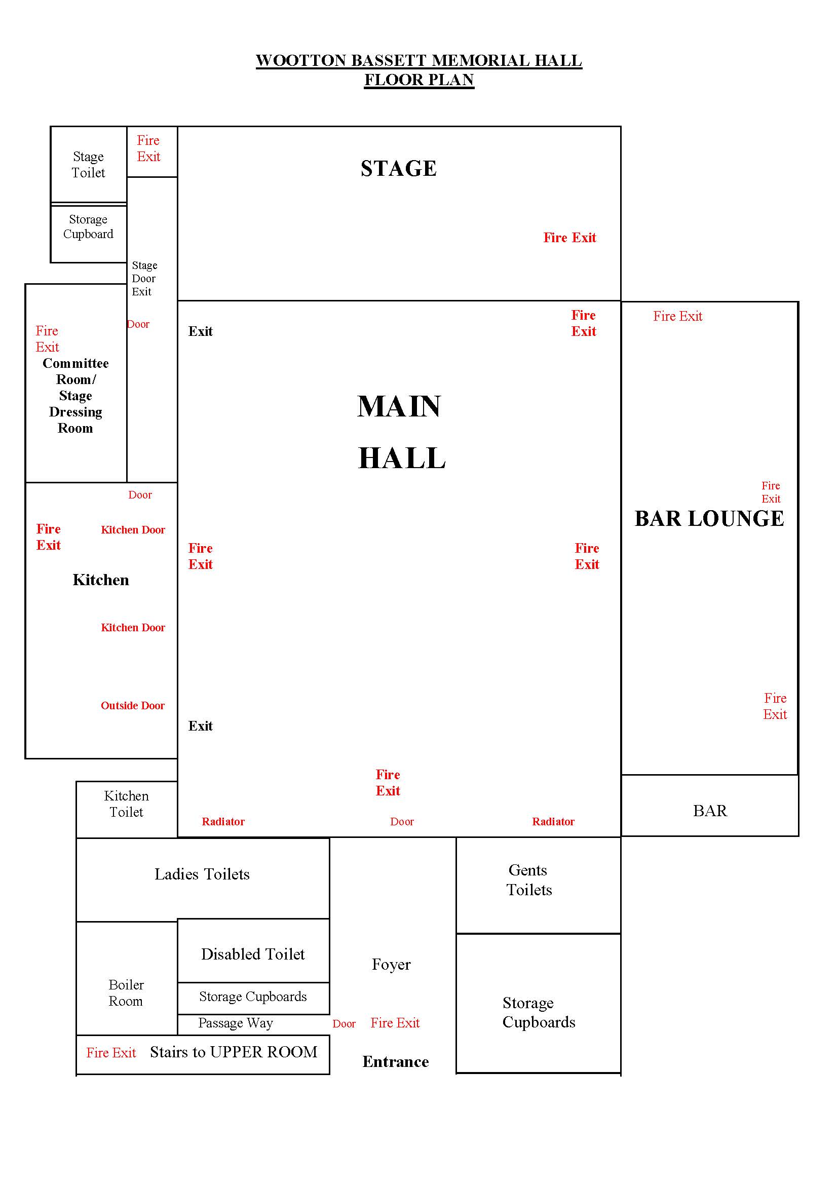 Memorial Hall Floor Plan – Royal Wootton Bassett Town Council